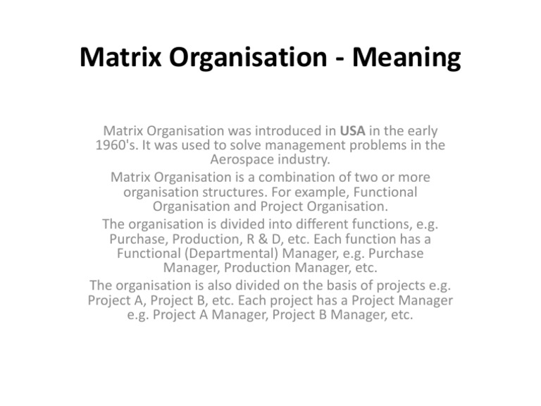 What Is A Matrix Organization Definition And Meaning Organizational