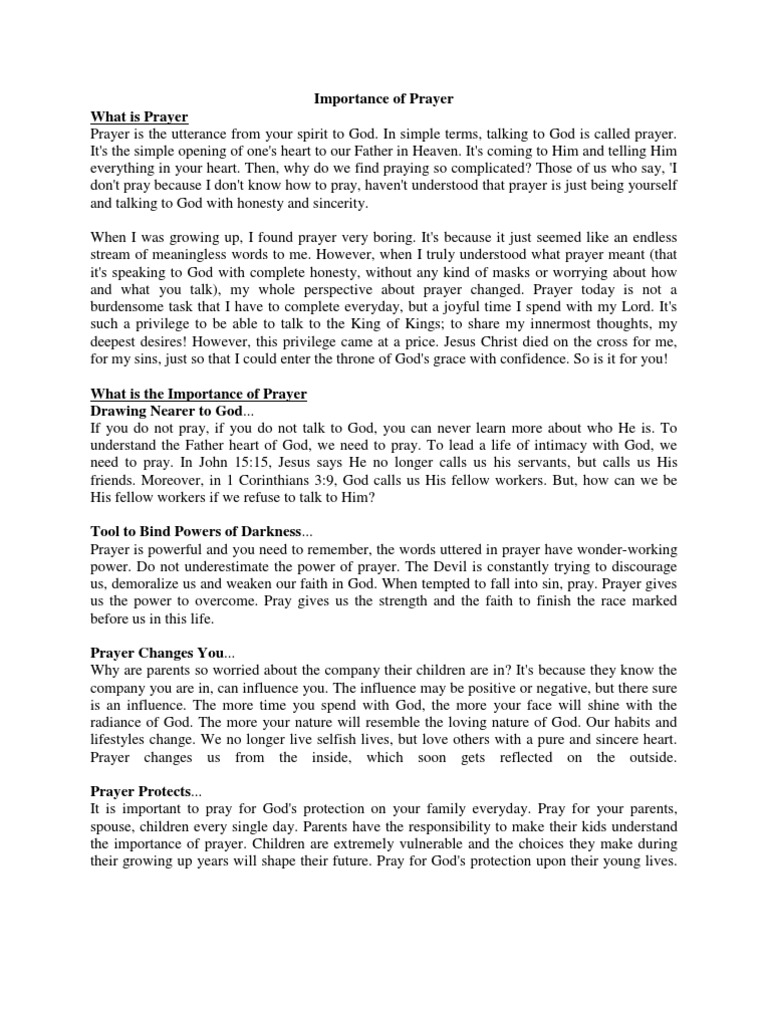 Importance of Prayer | PDF | Prayer | God