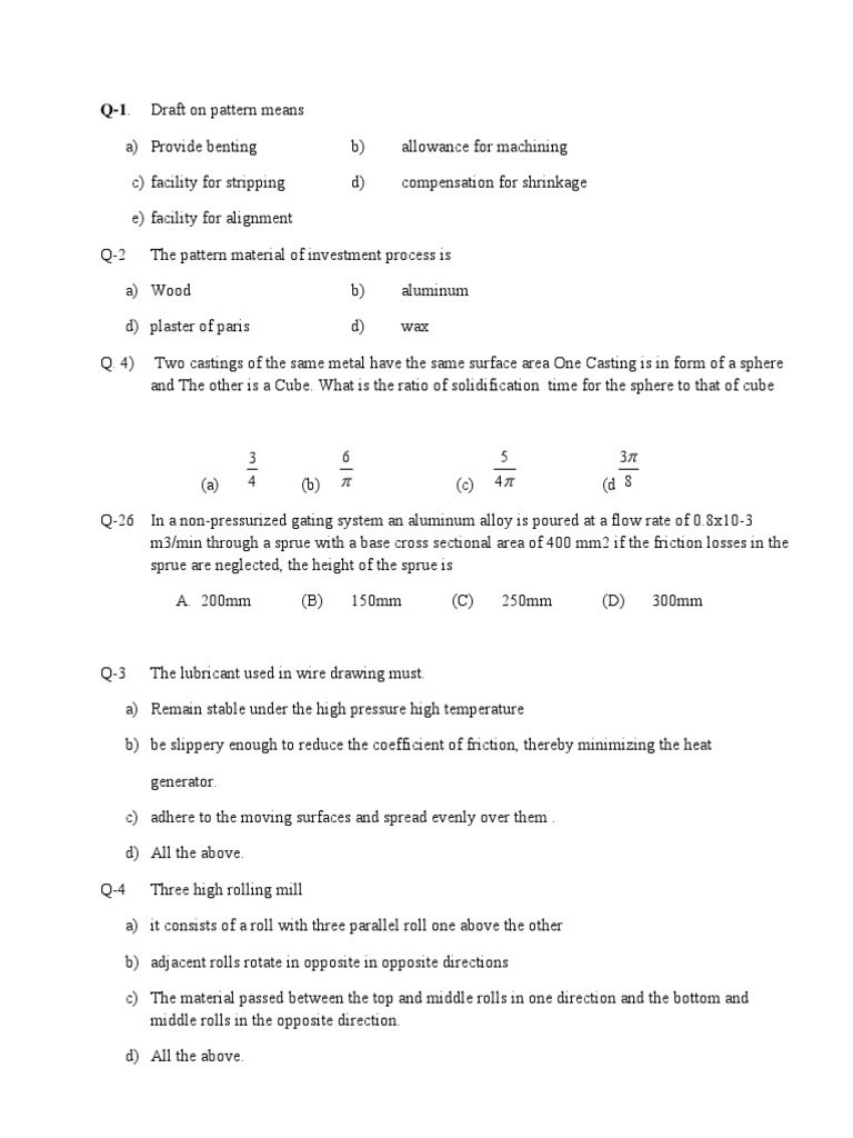 Mechanical Engineering Exam: Machining Processes, Metallurgy, and ...