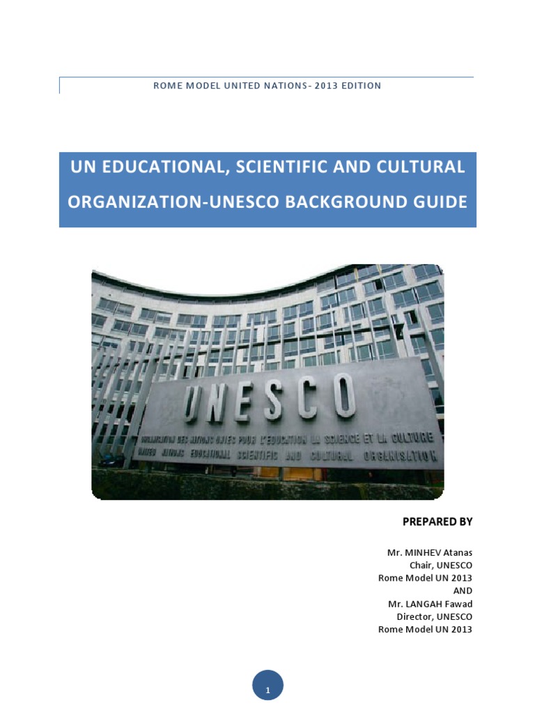 UNESCO - Background Guide | Millennium Development Goals | Unesco
