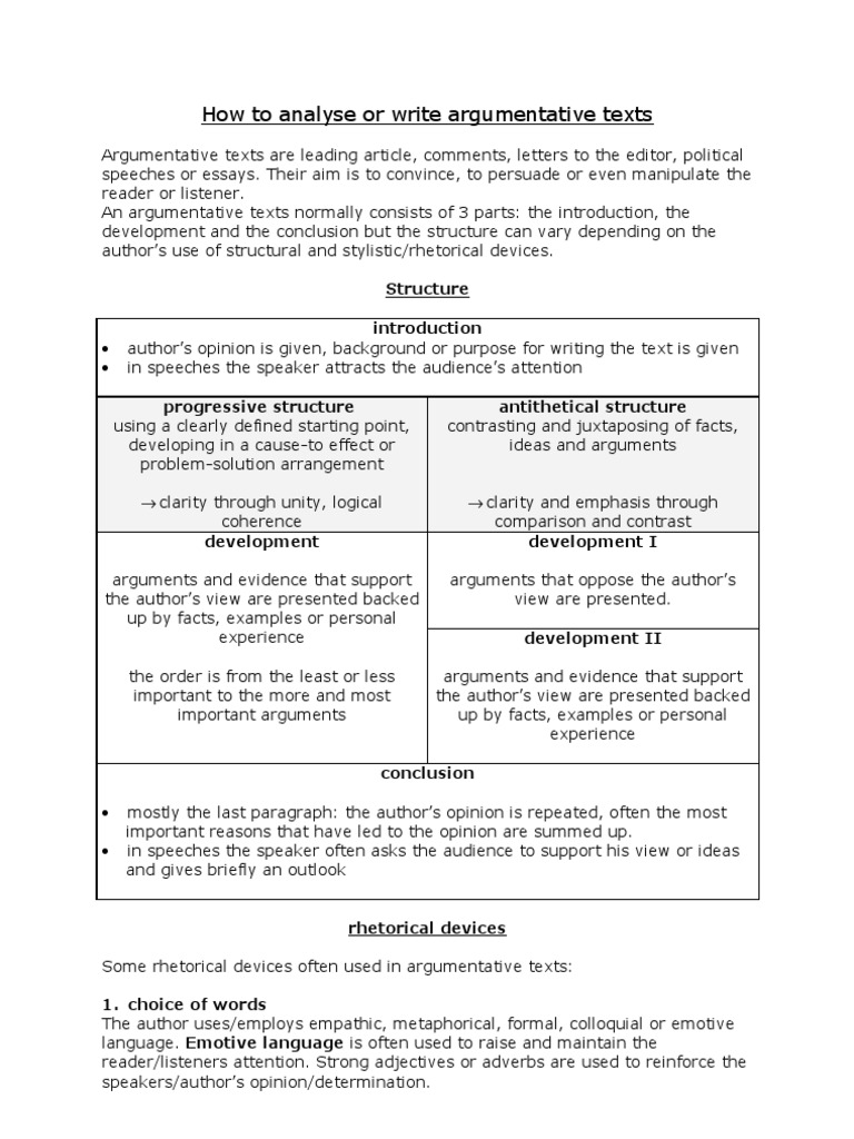 Argumentative Texts | PDF | Rhetoric | Argument
