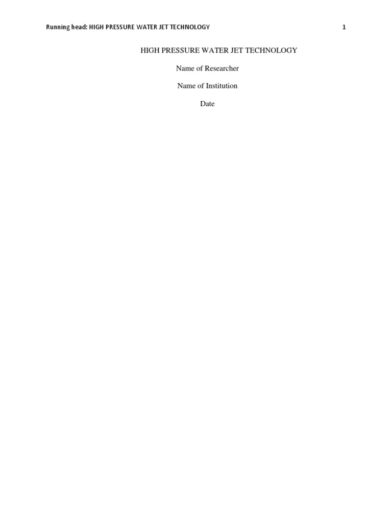 High Pressure Water Jet Technology | PDF | Machining | Jet Engine