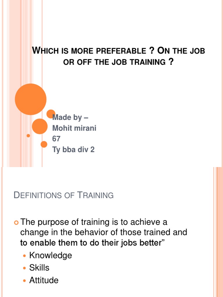 On-the-Job vs Off-the-Job Training | PDF