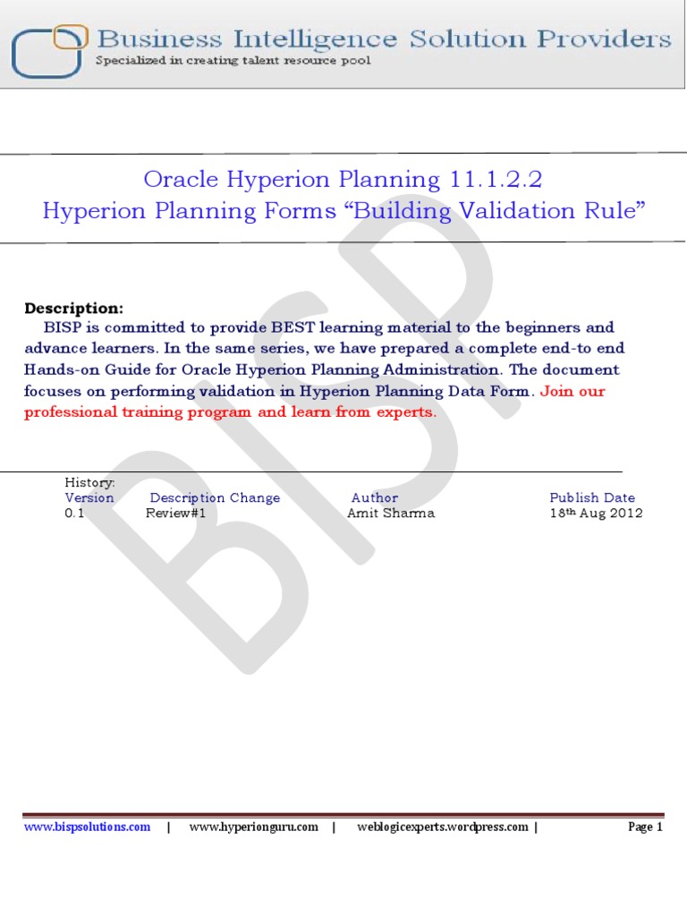 Hyperion Planning Building Form Validation | PDF | Computing | Software