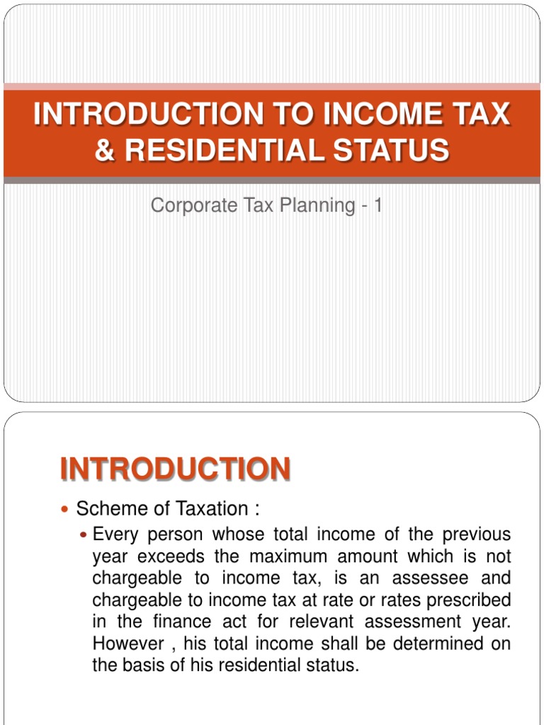 Introduction To Income Tax | PDF | Legal Personality | Taxes