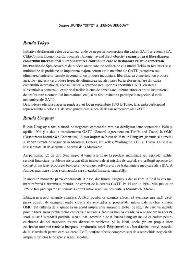Tokyo & Uruguay Rounds of GATT | PDF | General Agreement On Tariffs And ...
