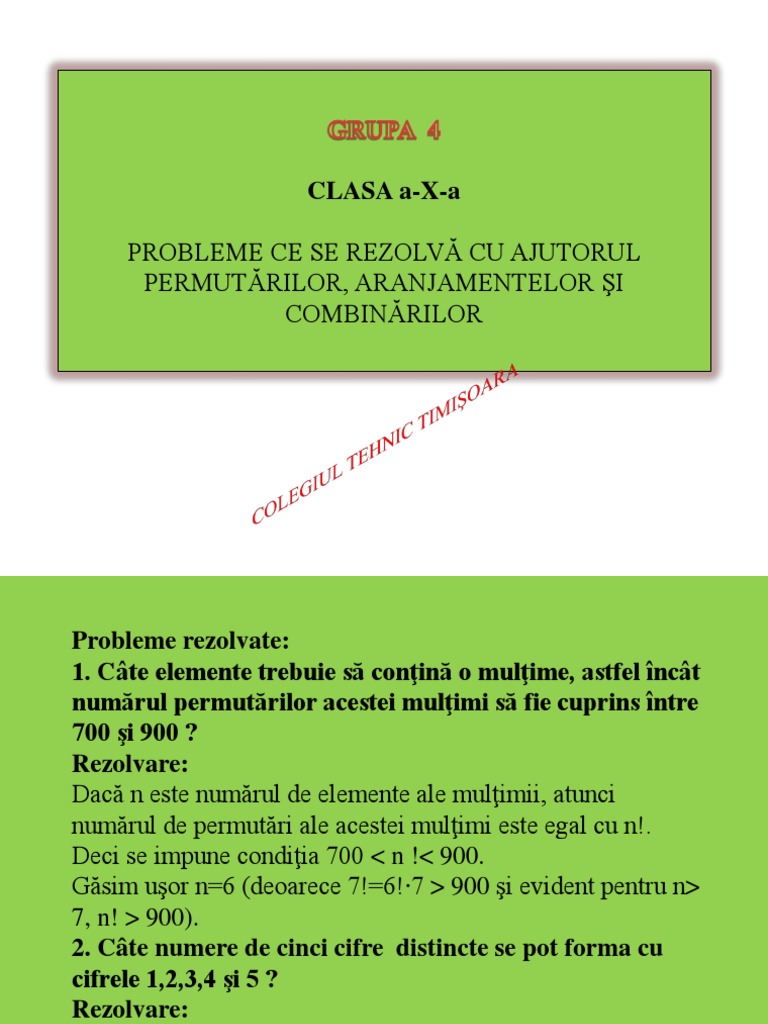 Grupa 4 Probl - Aranjamente Si Combinari | PDF
