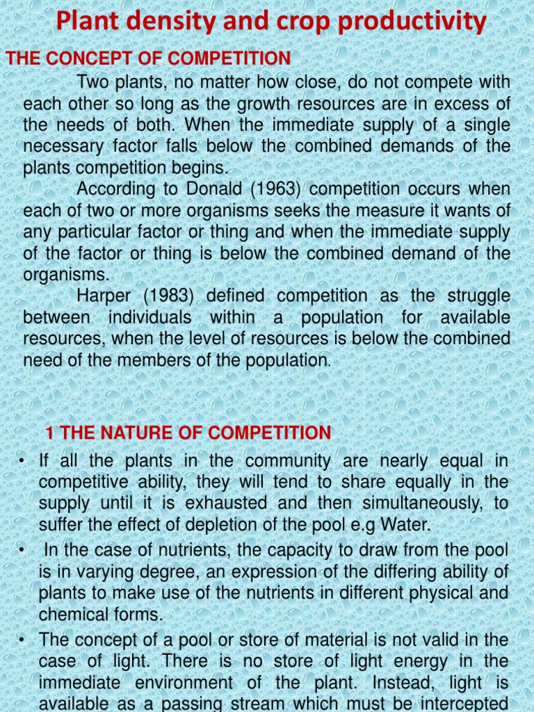 Plant Density and Crop Productivity | PDF | Resource | Plants