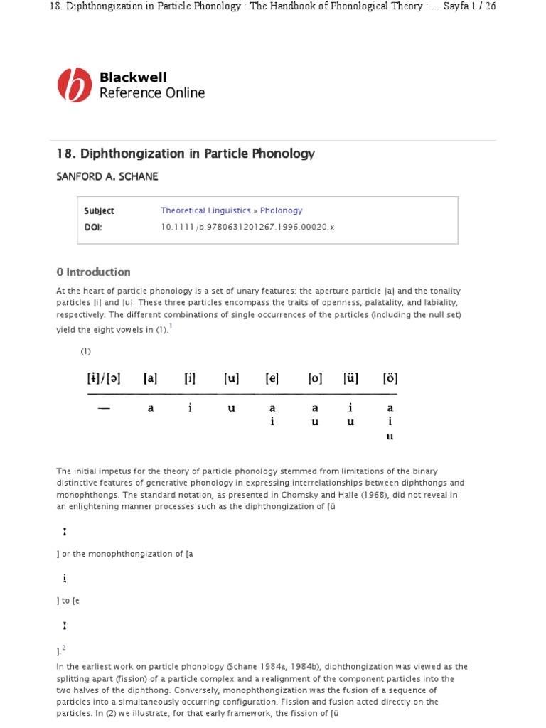 Diphthongization in Particle Phonology | PDF | Syllable | Vowel