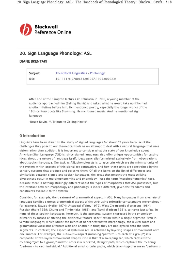 Sign Language Phonology - ASL | Download Free PDF | American Sign ...