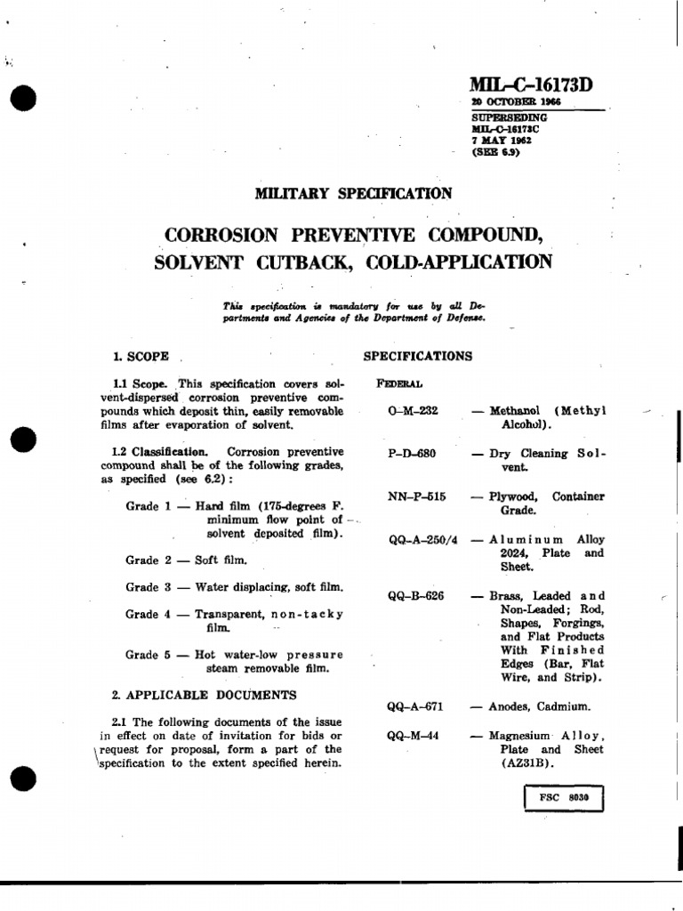 MIL-C-16173 | Corrosion | Specification (Technical Standard)