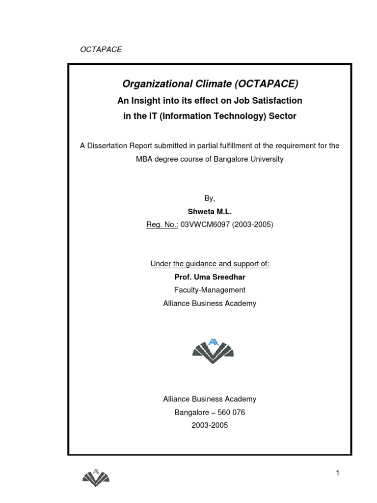 Organizational Climate (OCTAPACE) An Insight Into Its Effect On Job ...
