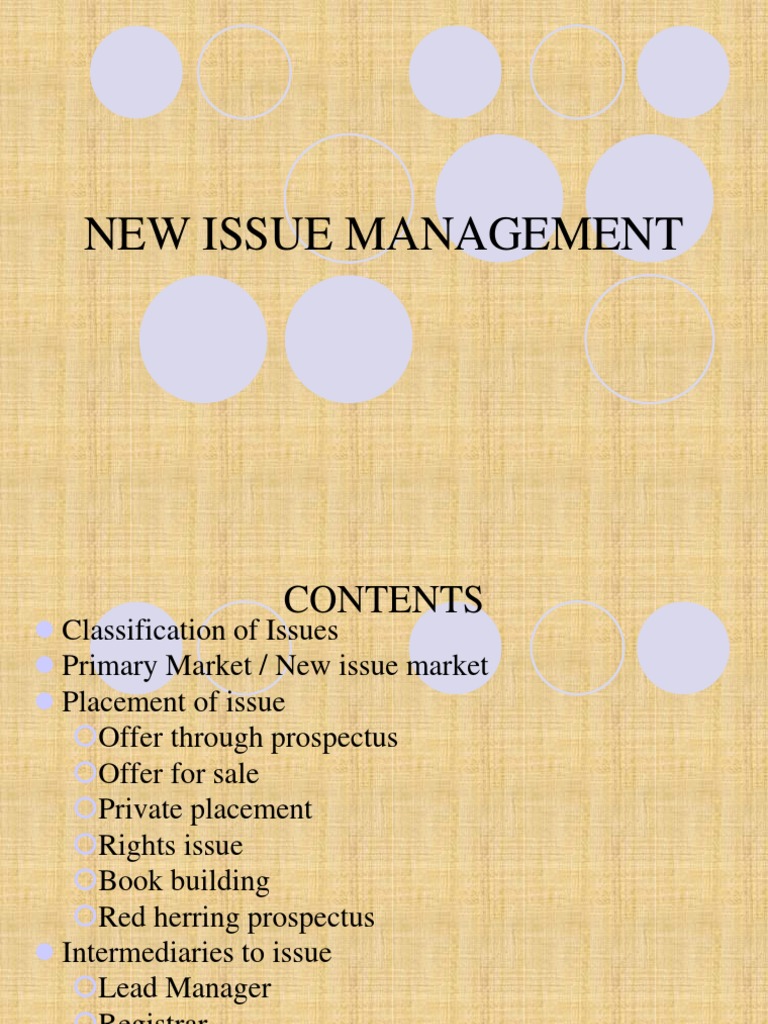 A Comprehensive Guide to the New Issue Management Process | PDF | Initial Public Offering ...