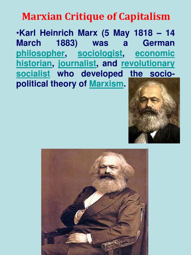 Karl Marx | Marxism | Criticism Of Capitalism