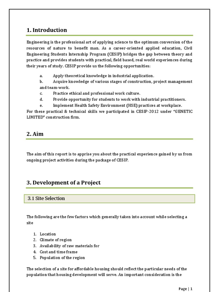 Civil Engineering Internship Report | PDF | Project Management ...