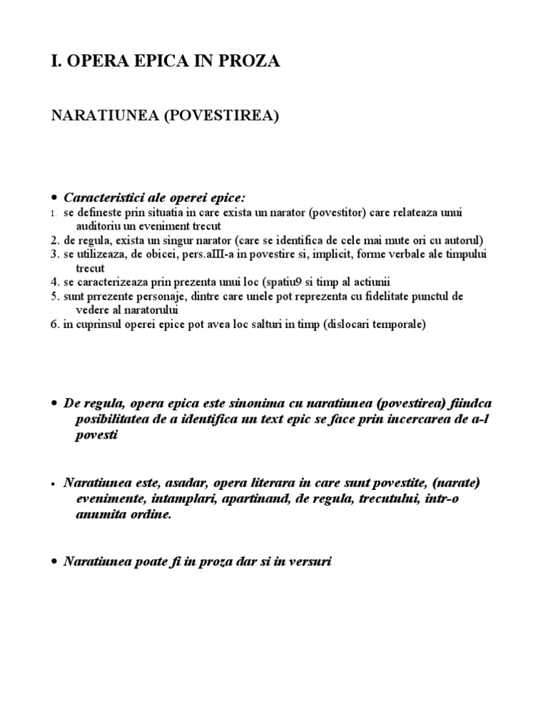 Naratiune Caracteristici | PDF