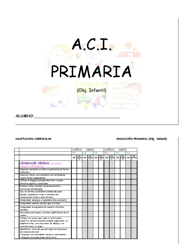 Acis de Educación Infantil para Primaria | PDF | Palabra | Educación ...