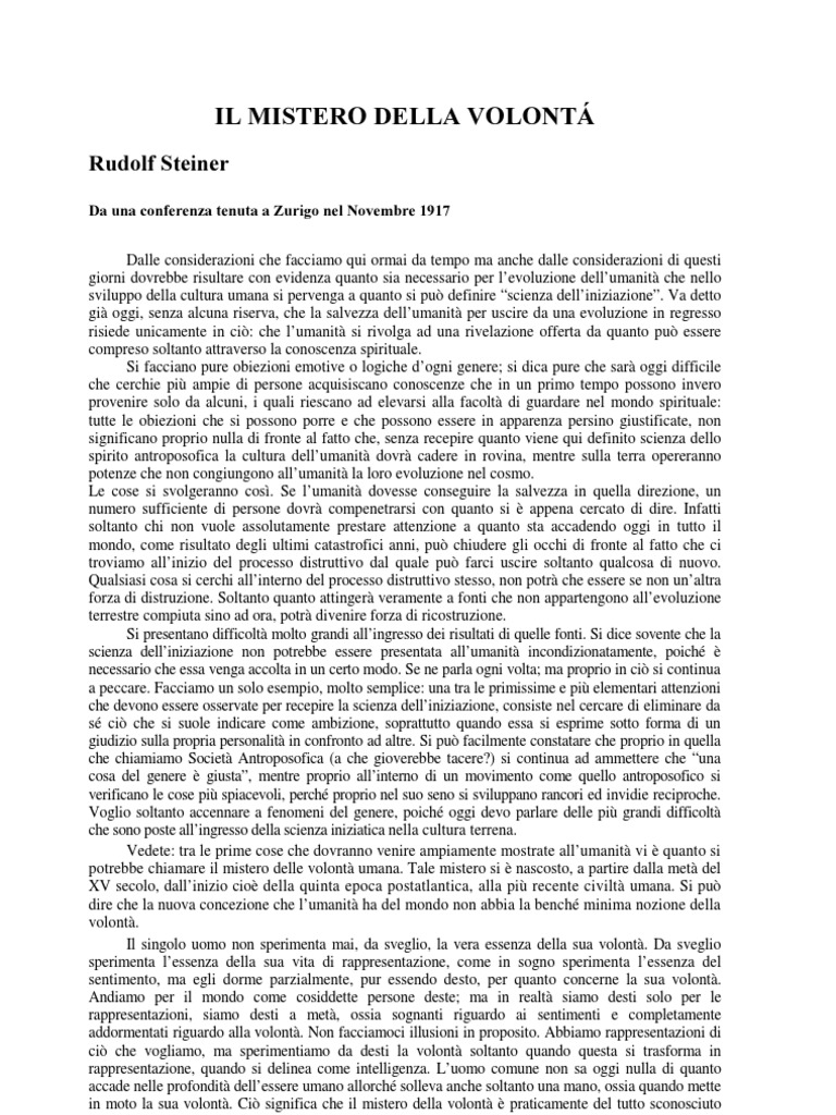 Steiner - Il Mistero Della Volonta | PDF