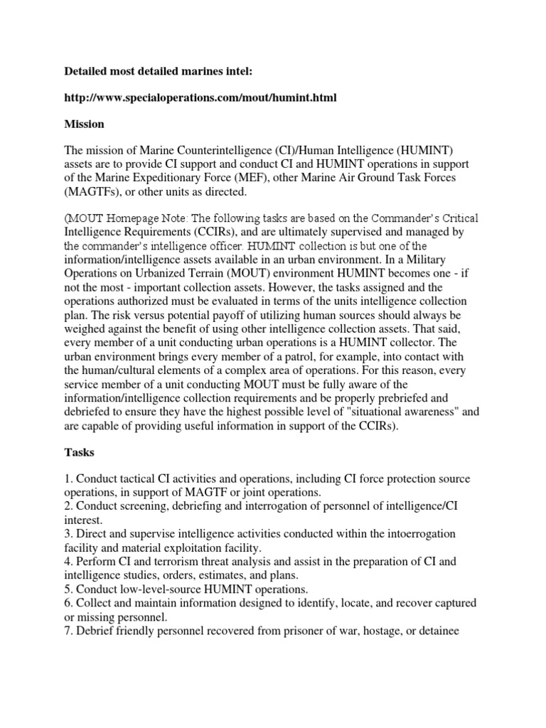 Tac Humint Explained Fully!!!!! | PDF | Military Intelligence ...