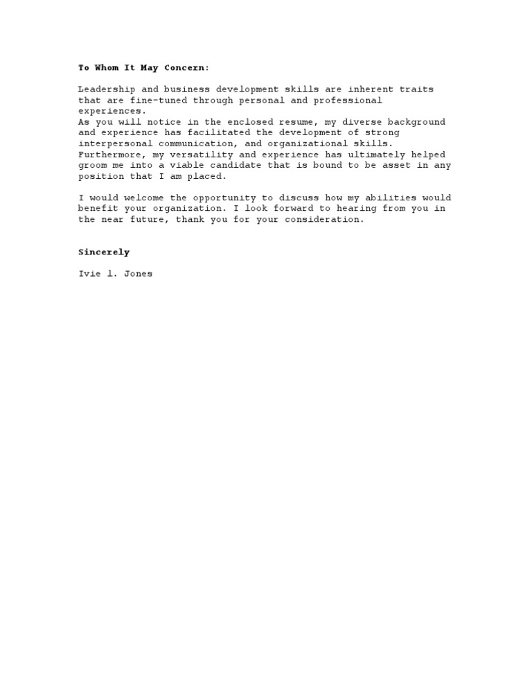 To Whom It May Concern | PDF