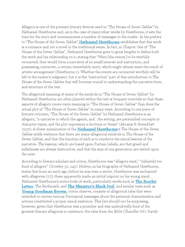 Allegory in House of The Seven Gables | PDF | Nathaniel Hawthorne ...
