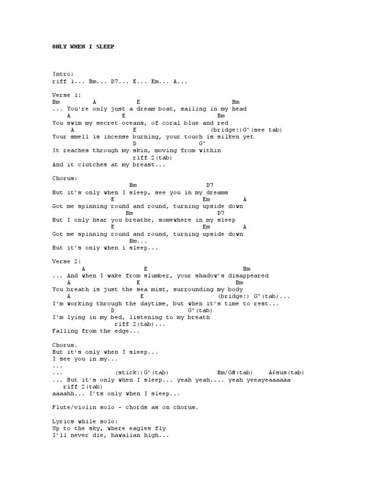 Only When I Sleep | PDF | Song Structure | Musical Forms