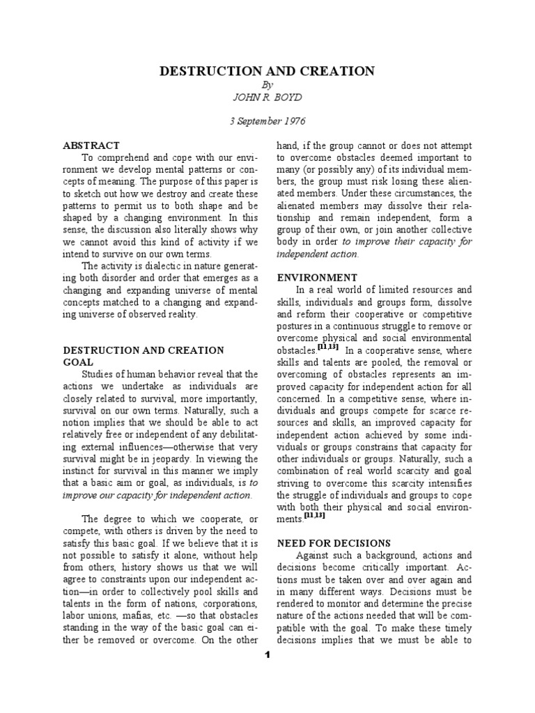 Destruction and Creation by John Boyd | Entropy | Uncertainty