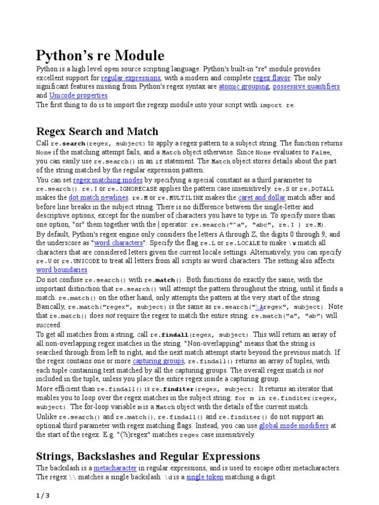 Python Re Modul | Download Free PDF | Regular Expression | Software ...