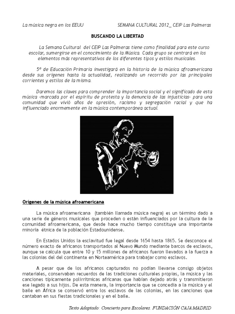Historia de la Música Afroamericana | PDF | Jazz | Blues