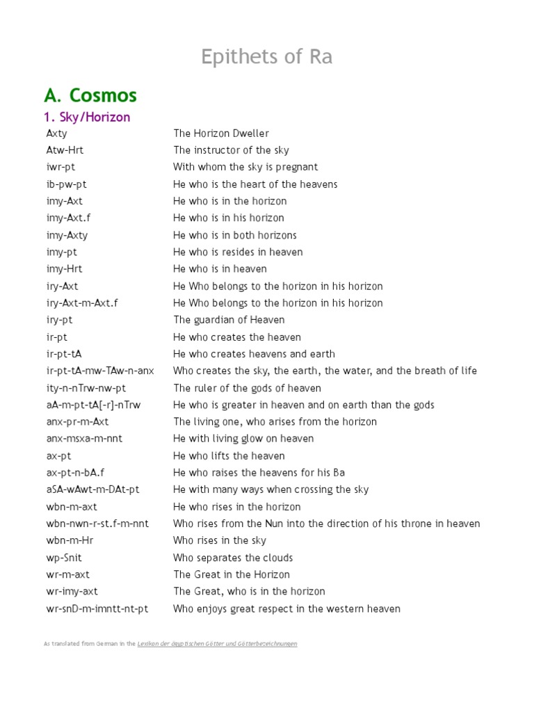Epithets of Ra | PDF | Ancient Egyptian Religion | Middle Eastern Mythology