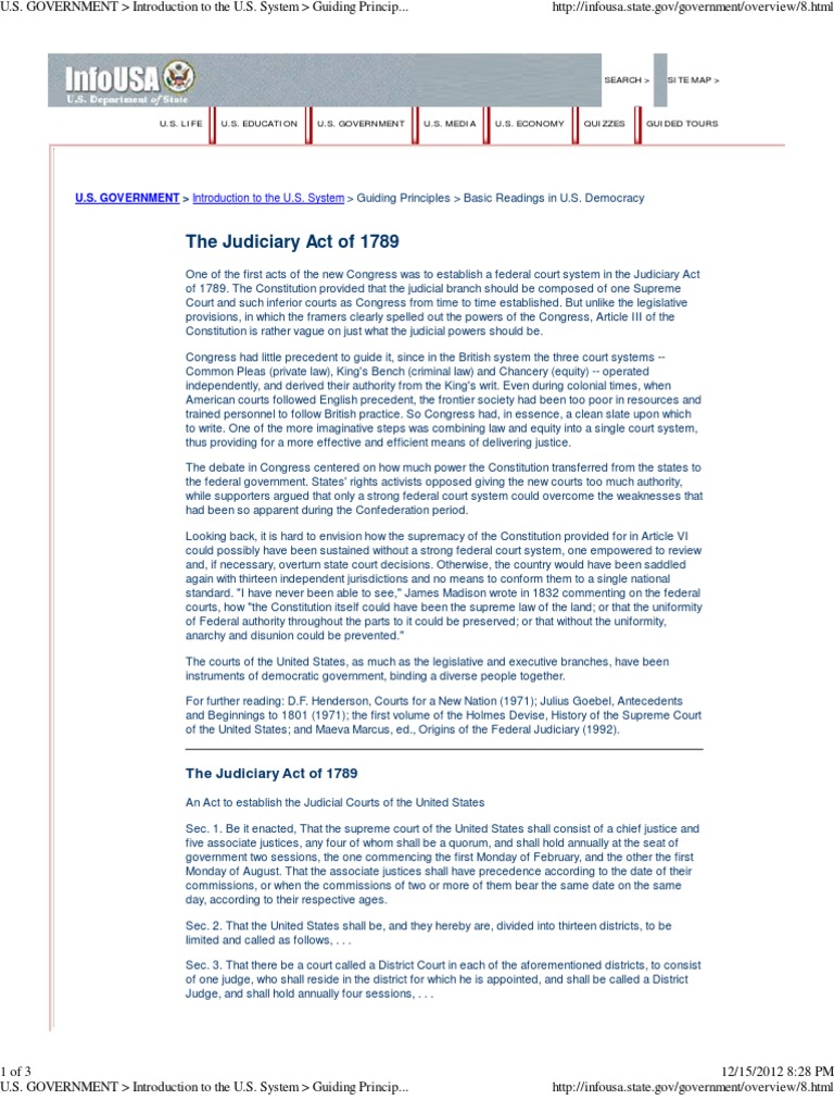 2012-12-14 Judiciary Act of 1789 | PDF
