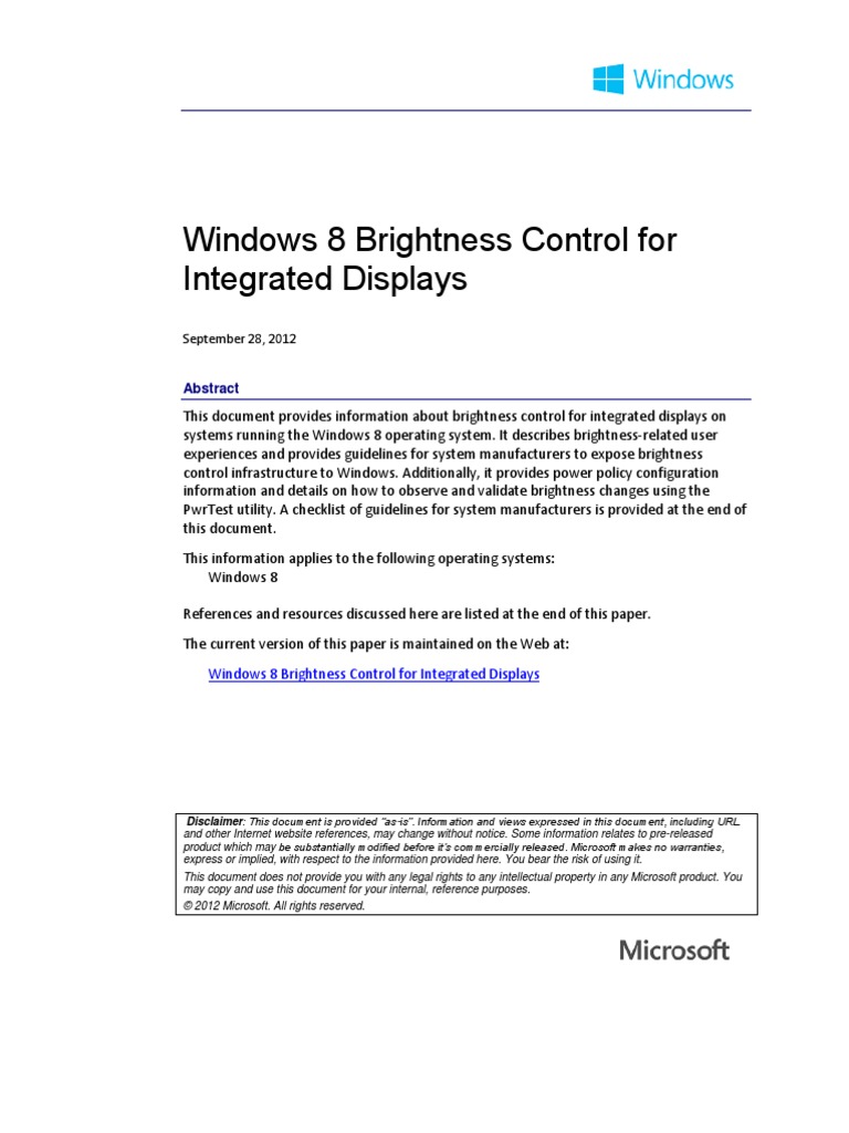 Windows 8 Brightness Control Integrated Displays | PDF | Windows 8 ...