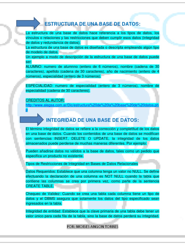 Estructura e Integridad de Una Base de Datos | PDF | Tabla (base de ...