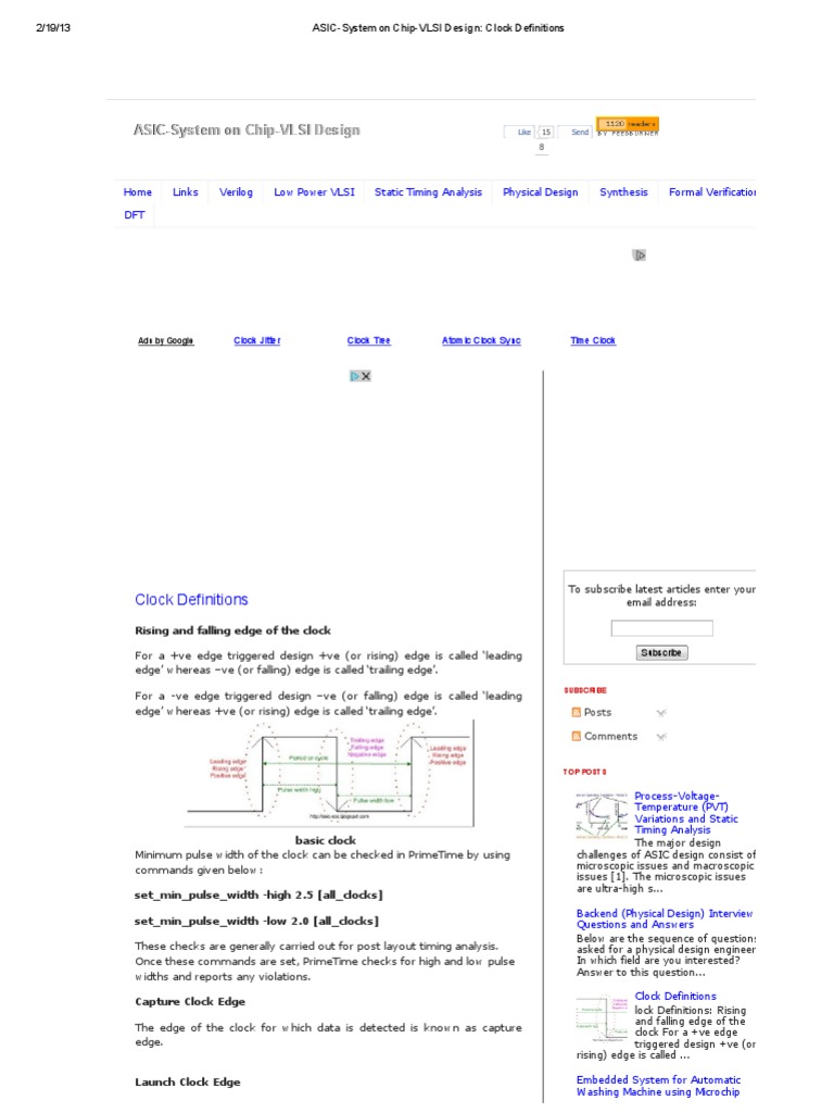 ASIC-System On Chip-VLSI Design - Clock Definitions | PDF | Electronic ...
