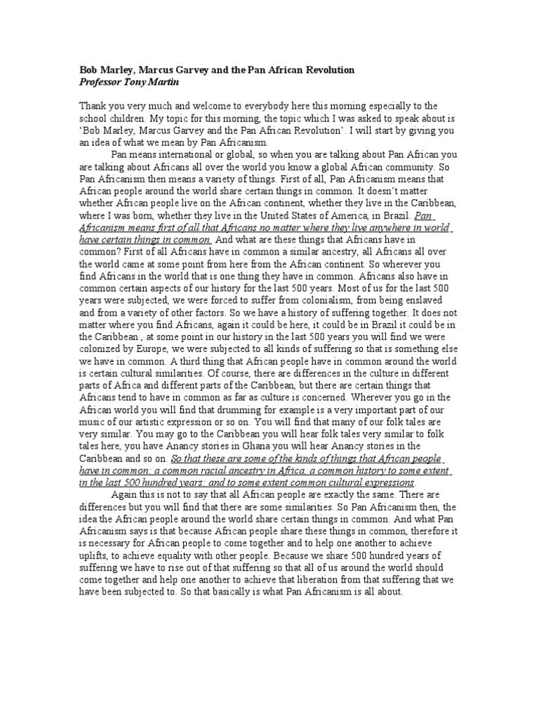 Bob Marley and the Pan African Vision | PDF | History Of Slavery | Slavery