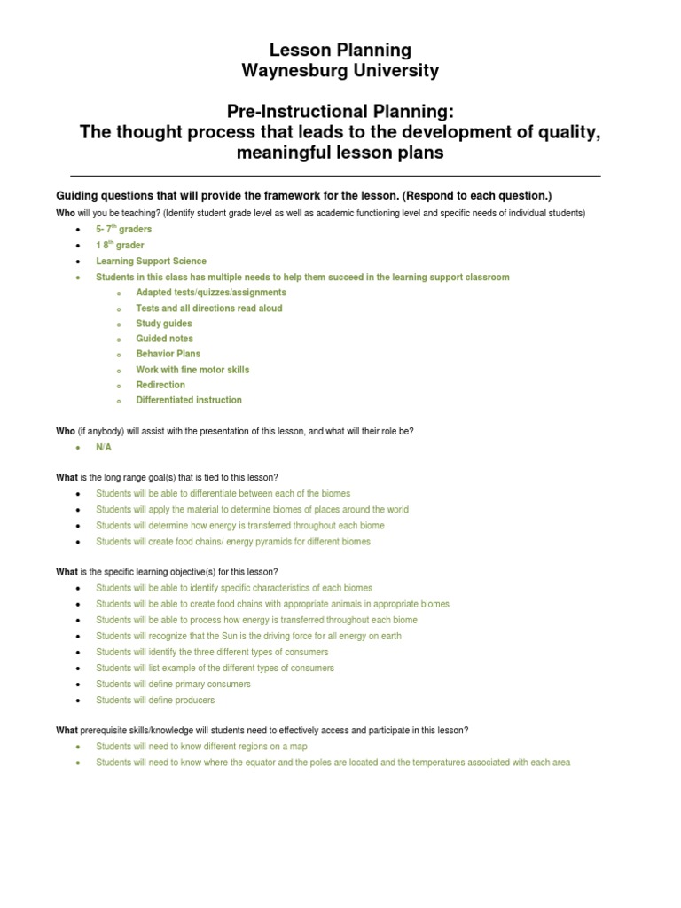 Biome Lesson Plan | PDF | Lesson Plan | Educational Assessment