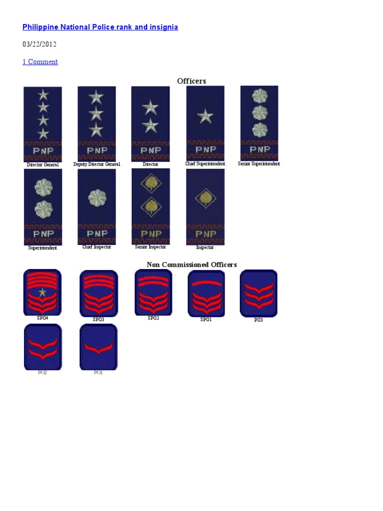 Philippine National Police Rank and Insignia | PDF | Inspector | Titles