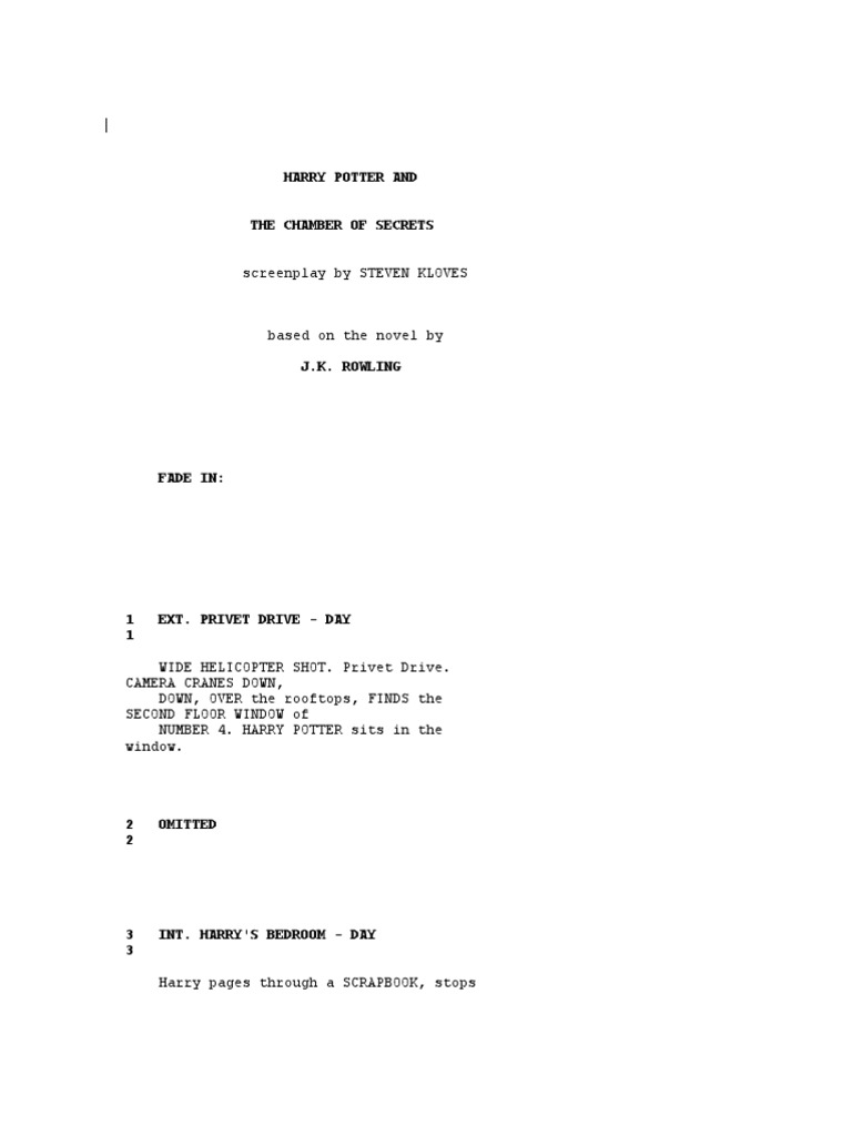 Harry Potter Chamber Secrets Script | PDF | Fantasy Worlds | Fictional ...