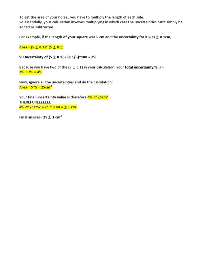 Calculating Area with Uncertainty | PDF