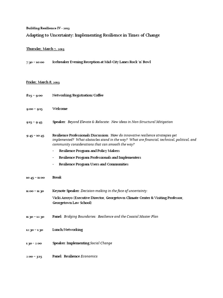 BRW IV Program Outline | PDF | Environment | Business