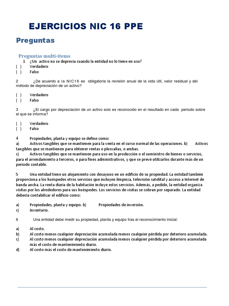 Ejercicios Ppe | PDF | Depreciación | Economias