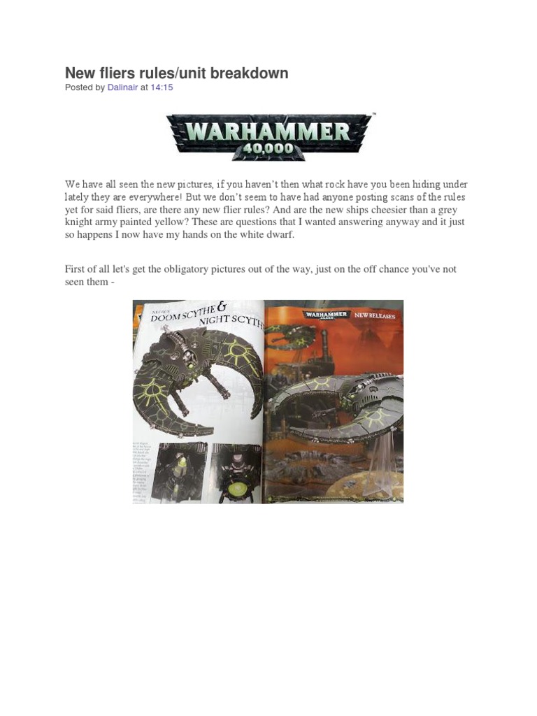 40k Flyers Rules | PDF | Military Technology | Military Science