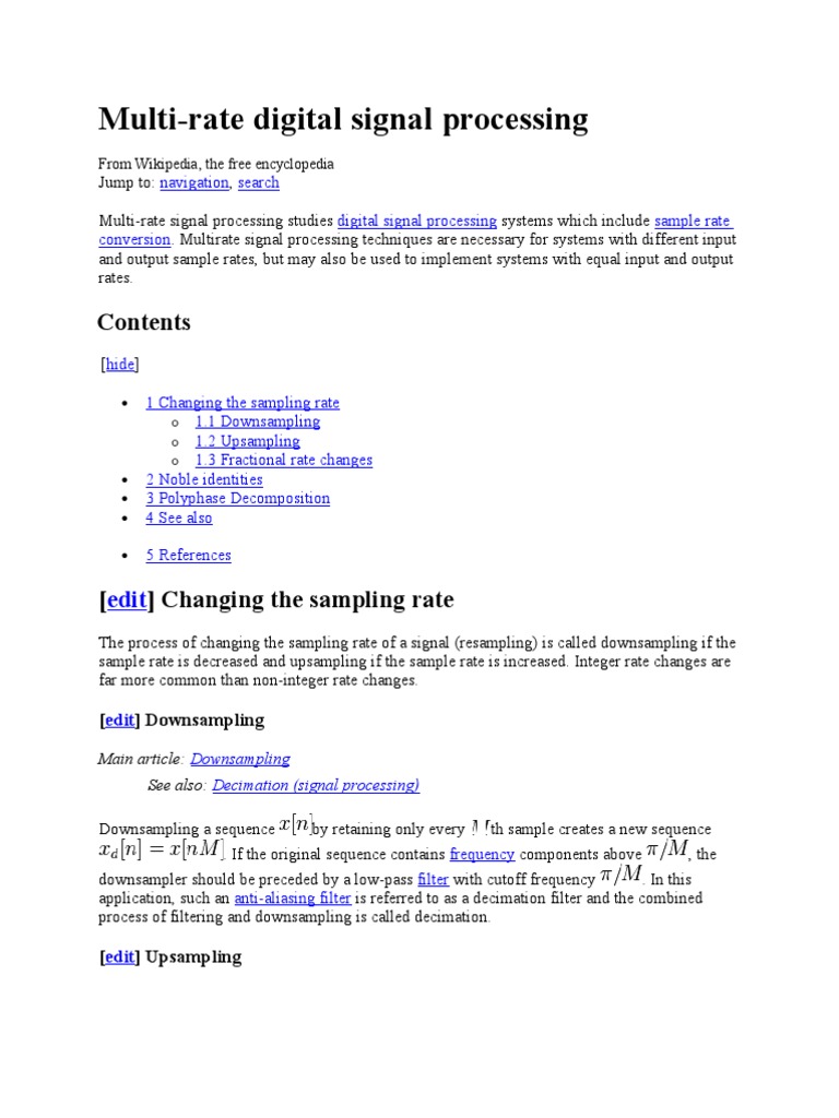 Noble Identities - Multirate Signal Processing | Download Free PDF | Sampling (Signal Processing ...