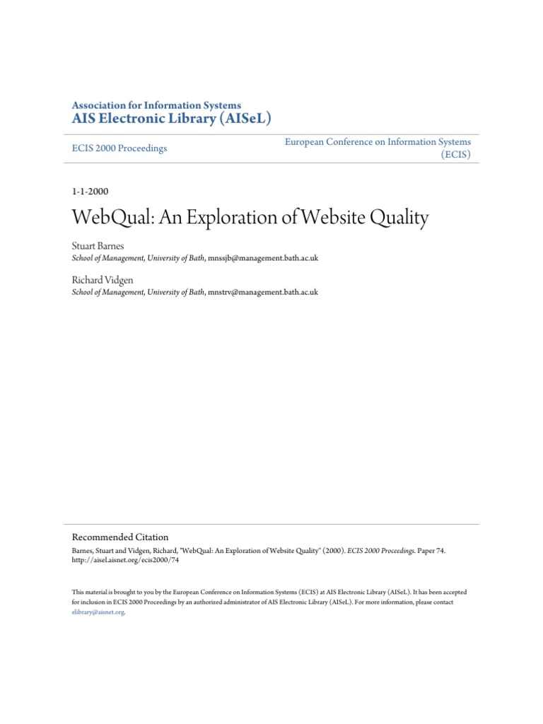 WebQual An Exploration of Website Quality | PDF | World Wide Web ...