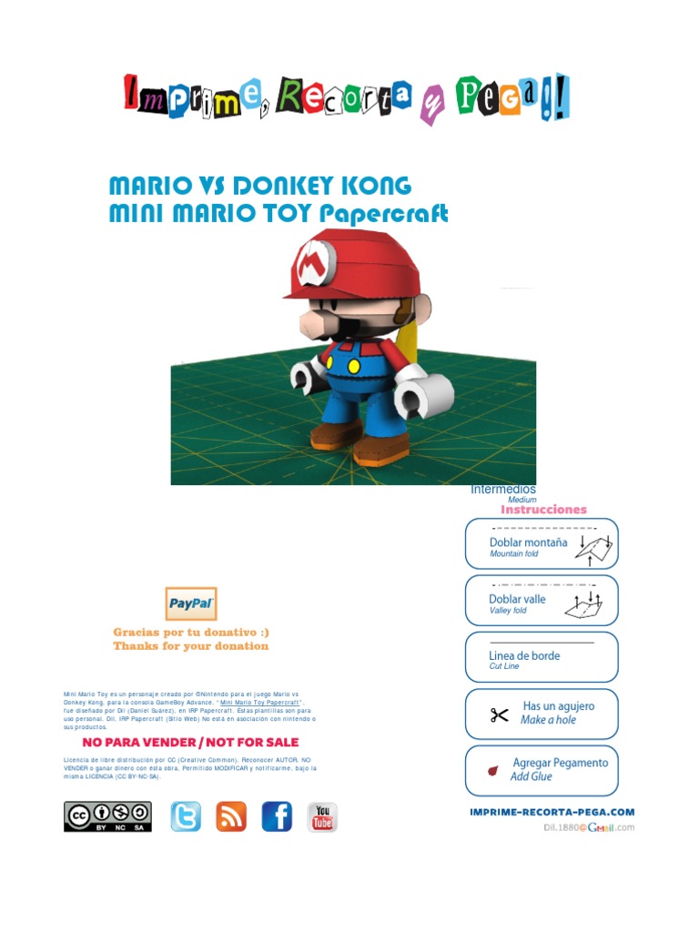 Plantillas Papercraft Mini Mario | PDF
