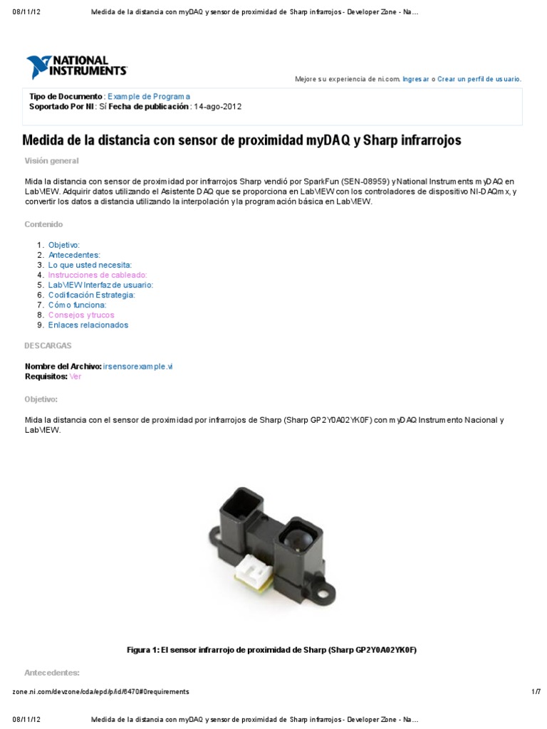 Medida De La Distancia Con Mydaq Y Sensor De Proximidad De Sharp Infrarrojos Developer Zone