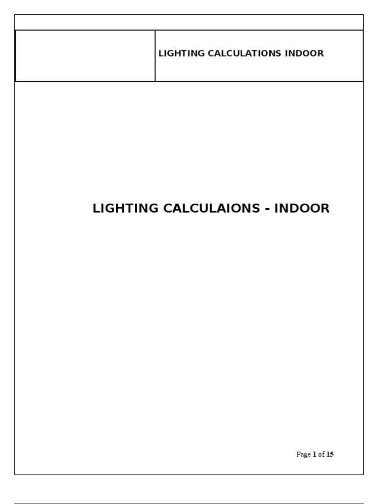 Lighting Calculations-Indoor | PDF | Lighting | Light