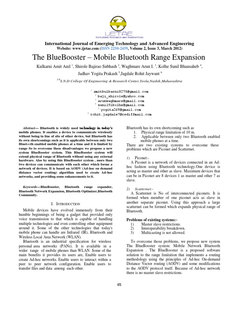 Ijetae 0312 11 | PDF | Computer Network | Bluetooth