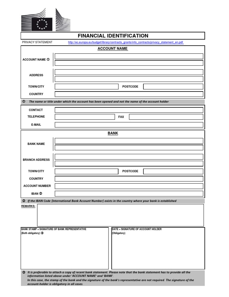 EU Financial Identification Form Guide | PDF | Signature | Written ...