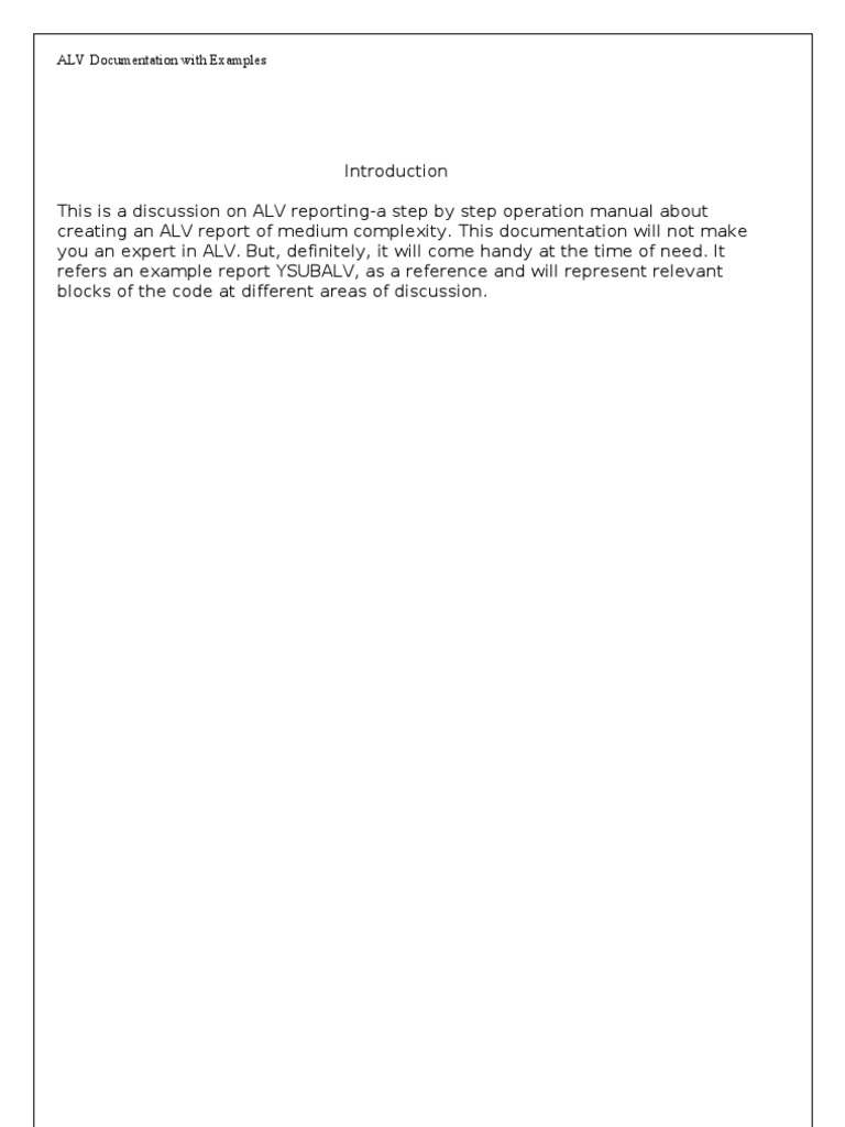 Alv Docu | Download Free PDF | Parameter (Computer Programming) | Subroutine
